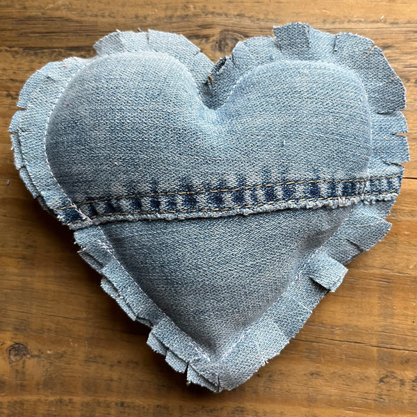 Set of 3 Worn Denim Hearts – Duct Tape and Denim